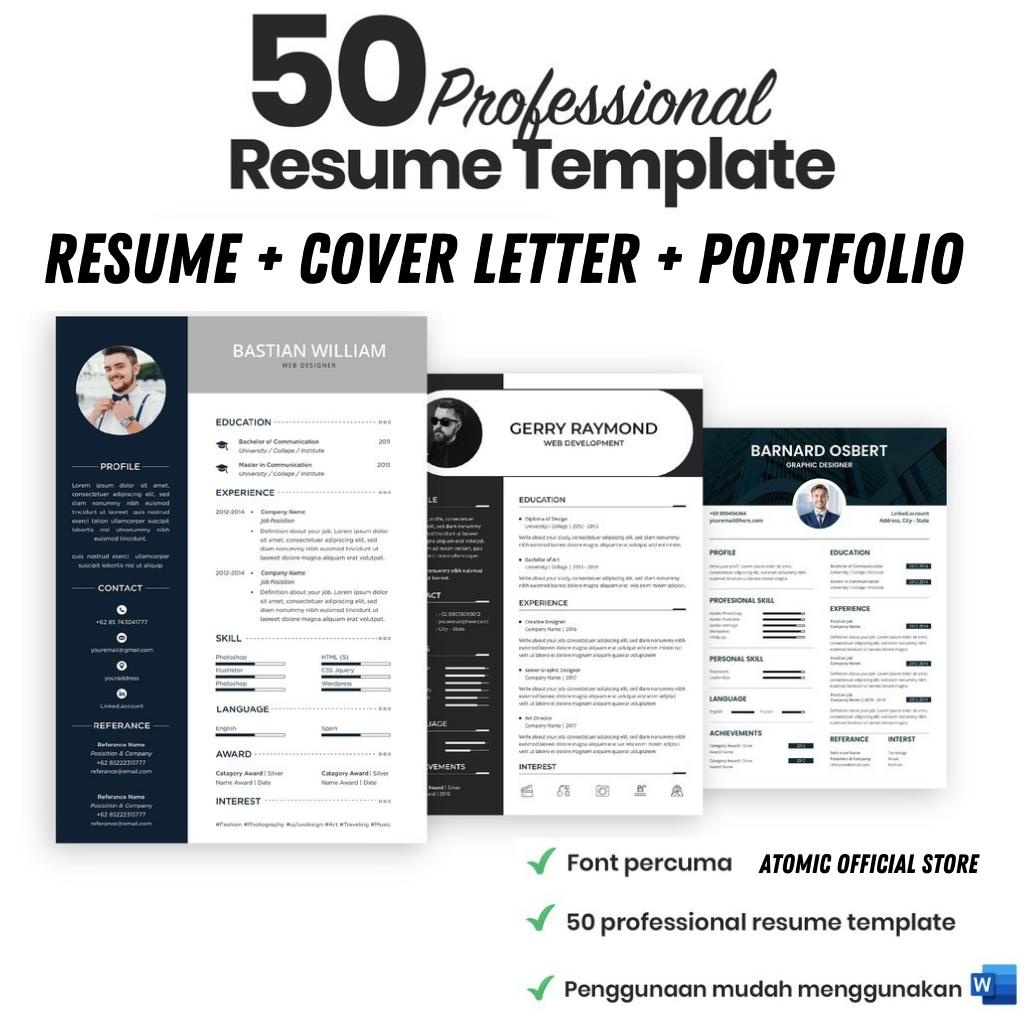 Buy 🔥 Limited Offer: 50 Professional Resume/CV Templates | Editable in ...