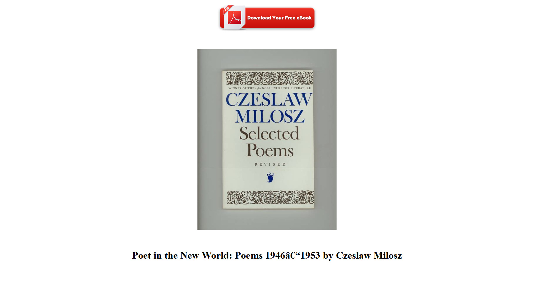Download Now Poet in the New World: Poems 1946–1953 by Czeslaw Milosz ...