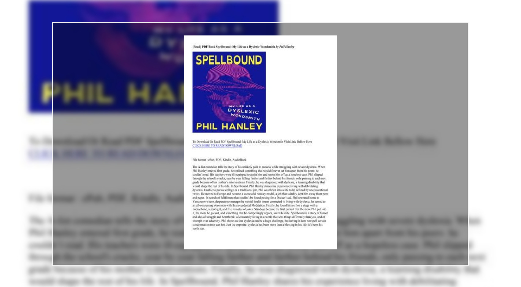 Read PDF Spellbound: My Life as a Dyslexic Wordsmith by Phil Hanley ...