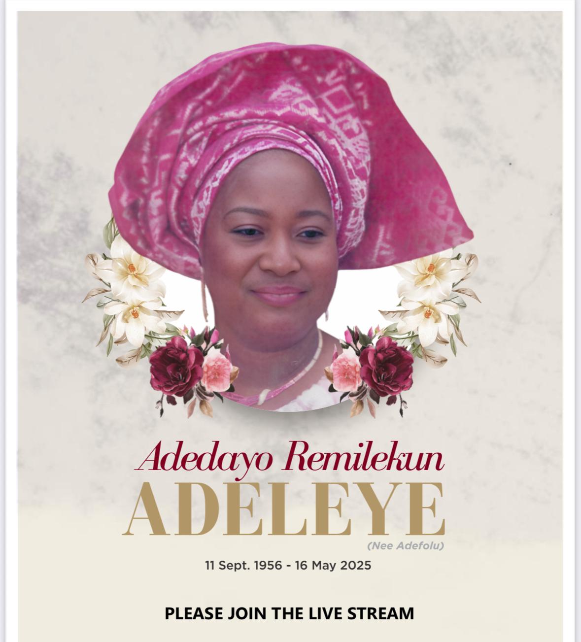 FUNERAL SERVICE LIVESTREAM by LATE MRS ADEDAYO REMILEKUN ADELEYE | Find more at SERVICE OF SONGS ...