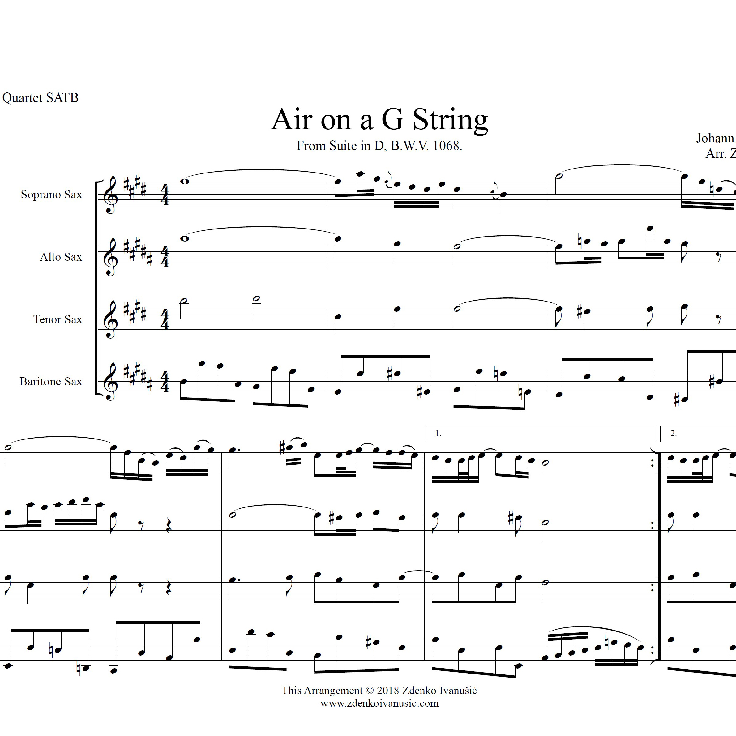 Air on a G String for Saxophone Quartet | Unlock your reward now! | PUSH.fm